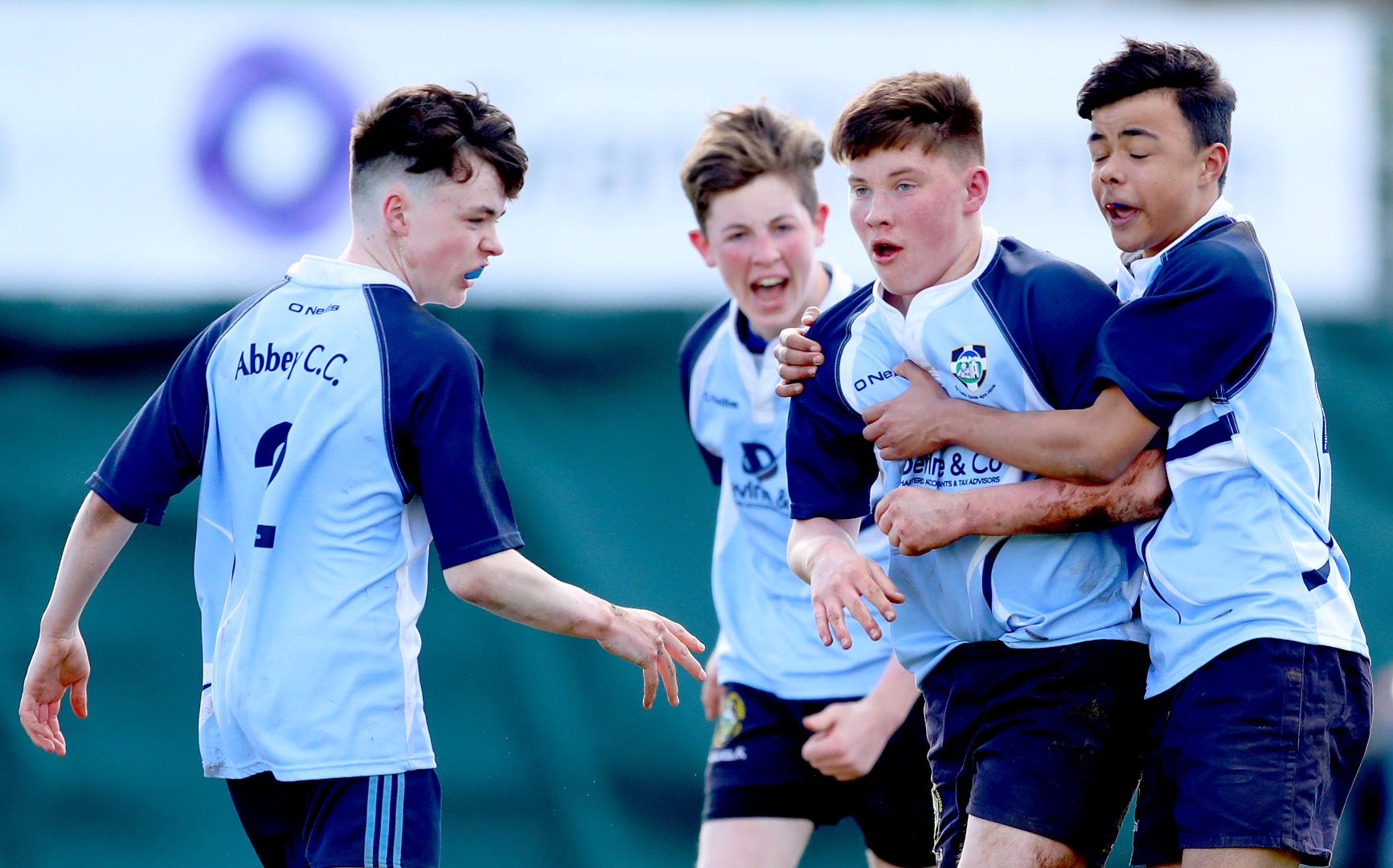 Max King try scorer celebrates with Brian Hannon and Jamie Reynolds 22 ...